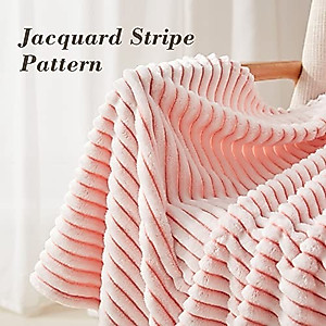 EMME Sherpa Blanket Fleece Throw Blanket, Soft, Plush, Warm and Cozy Blanket, Single Layer, 3D Touch Experience, Perfect for Bed Couch and Sofa Chair(Pink, 50'' x 60'')