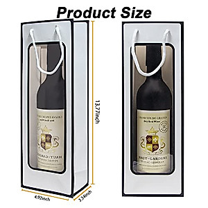 WAKAKO 12 Pcs Wine Gift Bags for Wine Bottles, Reusable Clear Window Wine Bottle Bags Bulk with Handles for Weddings, Birthday, Party, Christmas, Graduations, Thanksgiving (White)