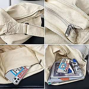 Canvas Messenger Bag Large Hobo Crossbody Bag Canvas Shoulder Tote Bag for Women and Men