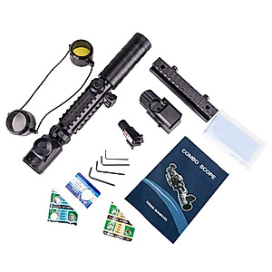 Pinty Rifle Scope 3-9x32 Rangefinder Illuminated Reflex Sight 4 Reticle & Rifle Tactical Bipod Adjustable Spring Return