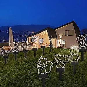 LINGYING Outdoor Solar Lights, 6 Pack Color Changing Solar Garden Lights, Waterproof 3D Animal Solar Outdoor Lights for Garden Yard Lawn Landscape Walkway,Glowing Dog,cat,Squirrel,Panda,Rabbit...