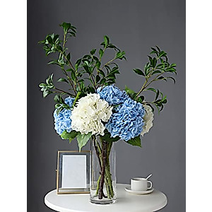 YalzoneMet 3PCS White Hydrangea Artificial Flowers,21inchs Real Touch Faux Hydrangea Flowers for Decoration,Wedding Centerpieces Fake Flowers for Tables Bride Bridesmaid Bouquet Party Home Garden