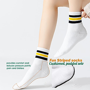Fszsaa Novelty Socks For Women Striped Retro Mini Crew Socks Sporty Calf Socks Casual Cotton Ankle Socks Women
