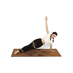 Shakti Warrior Akasa cork yoga mat - Artist Designed, Premium eco friendly mats, Non Slip, Non toxic, Great For Regular & Hot Yoga, Pilates and Workouts (72 inch x 24 inch x 3mm thick)