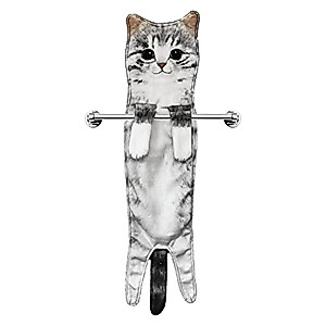 Cat Funny Hand Towels for Kitchen and Bathroom, High Absorbency Hand Towels Cute Decorative Cat Decor Hanging Washcloths Face Towels, Not Easy to Deformation, for Cat Lovers(Tabby cat)