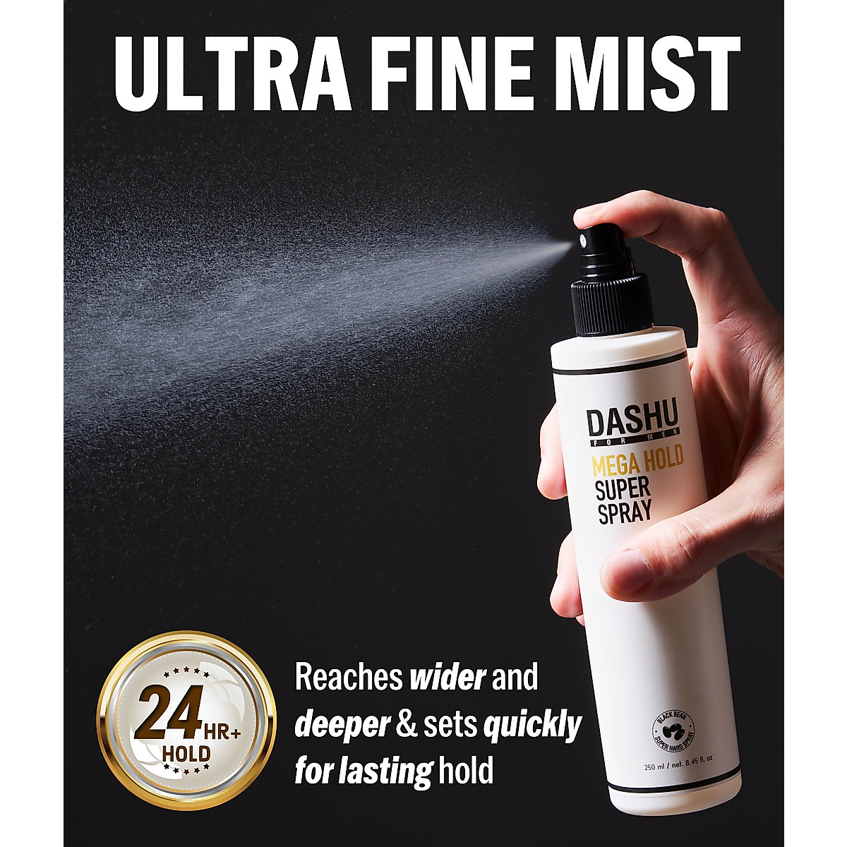 DASHU Premium Mega Hold Super Spray 8.45fl oz – Extra Strong Hold, Dryness Prevention, All-Natural Ingredients