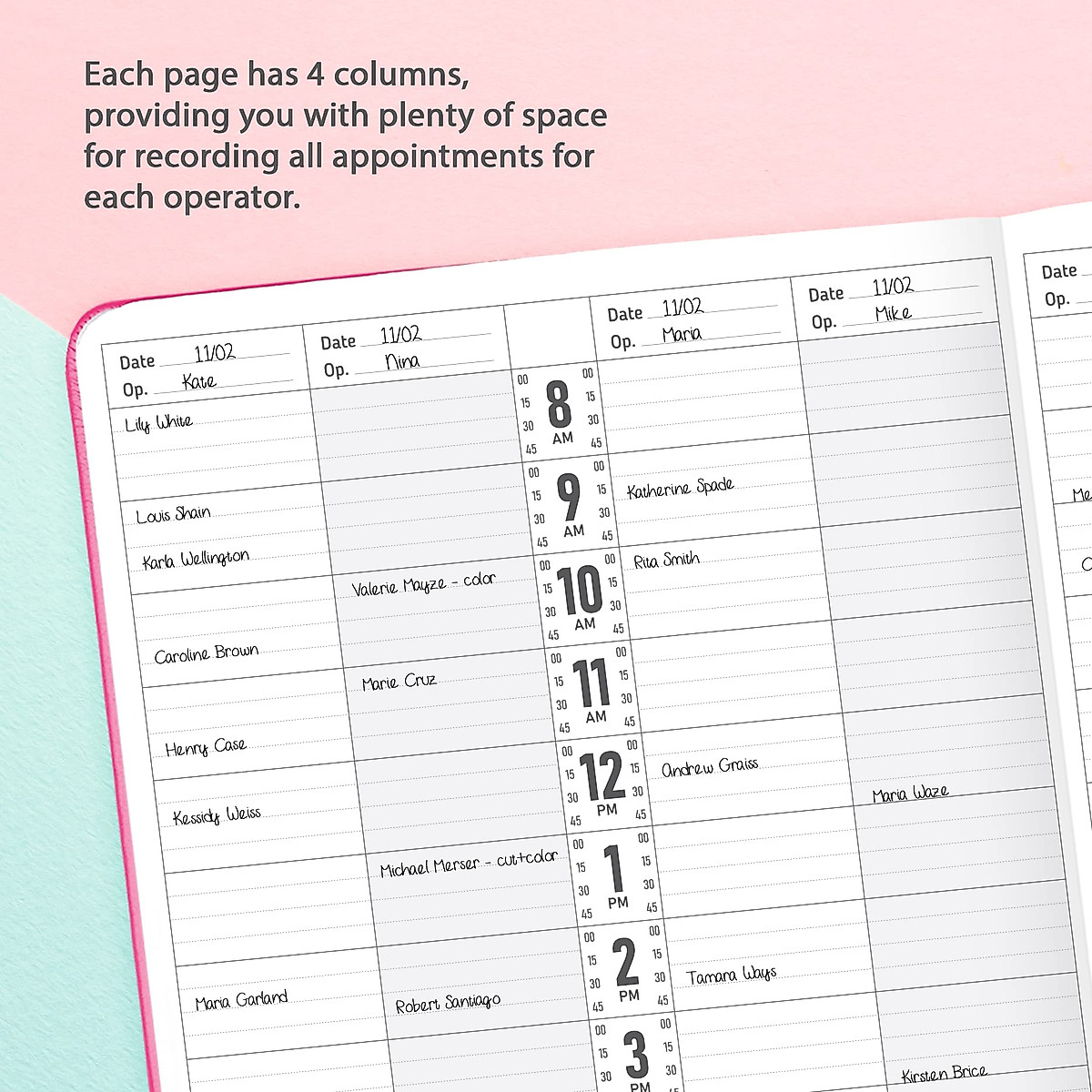 GoGirl Salon Appointment Book – Reservation Book for Beauty Salons, Spas, Hair Stylists, Estheticians – Appt Booking Planner, 7x10″ (Hot Pink)