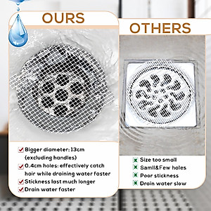20 PCS Disposable Hair Drain Stickers, 2024 New Disposable Shower Drain Covers Hair Catcher, Drain Mesh Sticker Drain Screen, Floor Drain Sticker for Bathroom Laundry Bathtub Kitchen Sink