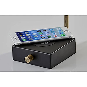 Adesso 3214-01 Windsor LED Desk Lamp Wireless Charging, 7W LED, 5W QI, USB Port, Indoor Lighting Lamps,Black