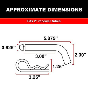 BIG RED ATRLY2101R Torin 5/8" Diameter Trailer Hitch Pin with Clip, Fits 2" Receiver