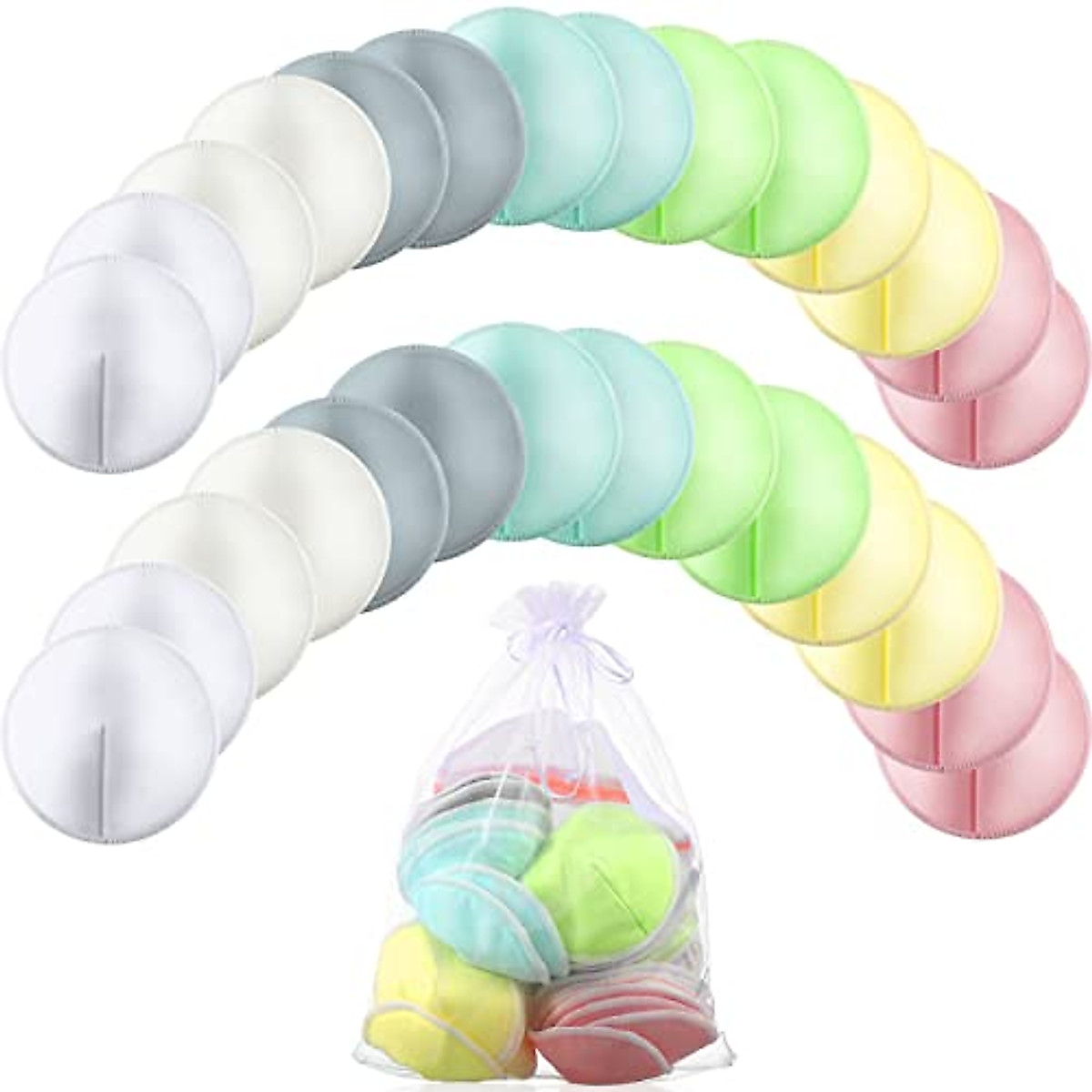 42 Pcs Reusable Nursing Pads Breast Pads for Breastfeeding Washable Organic Bamboo Nipple Pads Breast Feeding Essentials with Laundry Bag, Travel Storage Bag for Overnight Leak (4.8 x 4.8 Inch)