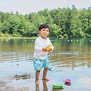 green sprouts unisex-baby Long Sleeve Rashguard | All-day UPF 50+ sun protection—wet or dry,White,12 months