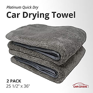 Platinum Quick Dry, Car Drying Towel. Dries Your Entire Vehicle in 90 Seconds. This Extra Large Towel is Scratch-Free, w/ Awesome Absorbency - Pack of 2 (25 1/2” x 36")