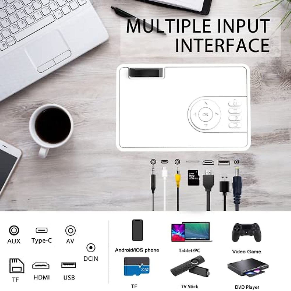 Salange Mini Projector 2022 Upgraded Portable Video Projector for Cartoon, Kids Gift, LED Projector, Compatible with 1080P HDMI TV Stick USB AV Laptop,Smartphone, for Home Cinema & Outdoor Movies