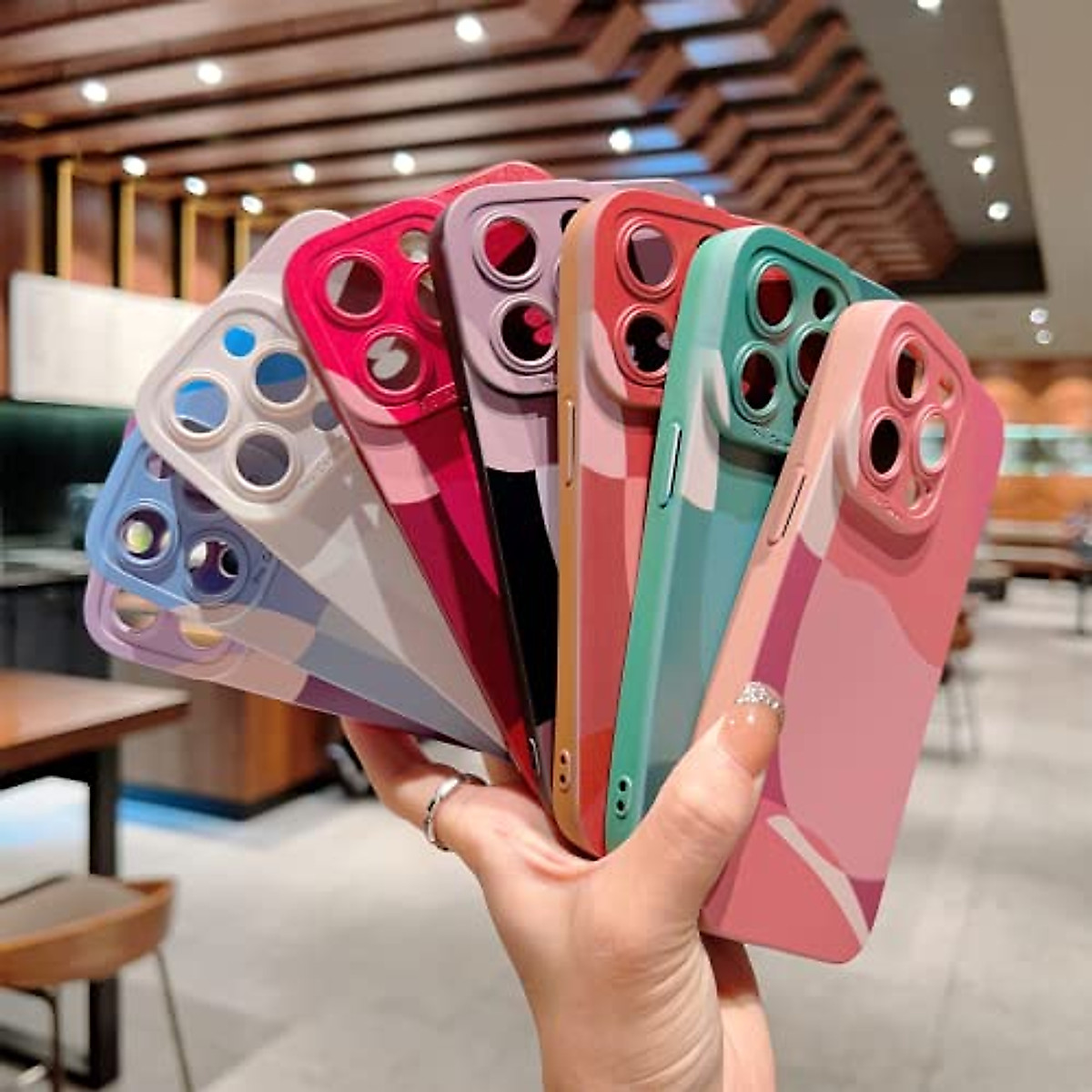 YKCZL Compatible with iPhone 14 Pro Max Case,Cute Painted Art Heart Pattern Full Camera Lens Protective Slim Soft Shockproof Phone Case for Women Girls-Purple