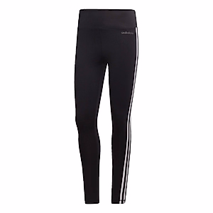 adidas womens Designed 2 Move 3-Stripes High-Rise Long Tights Legacy Blue/Signal Pink Large