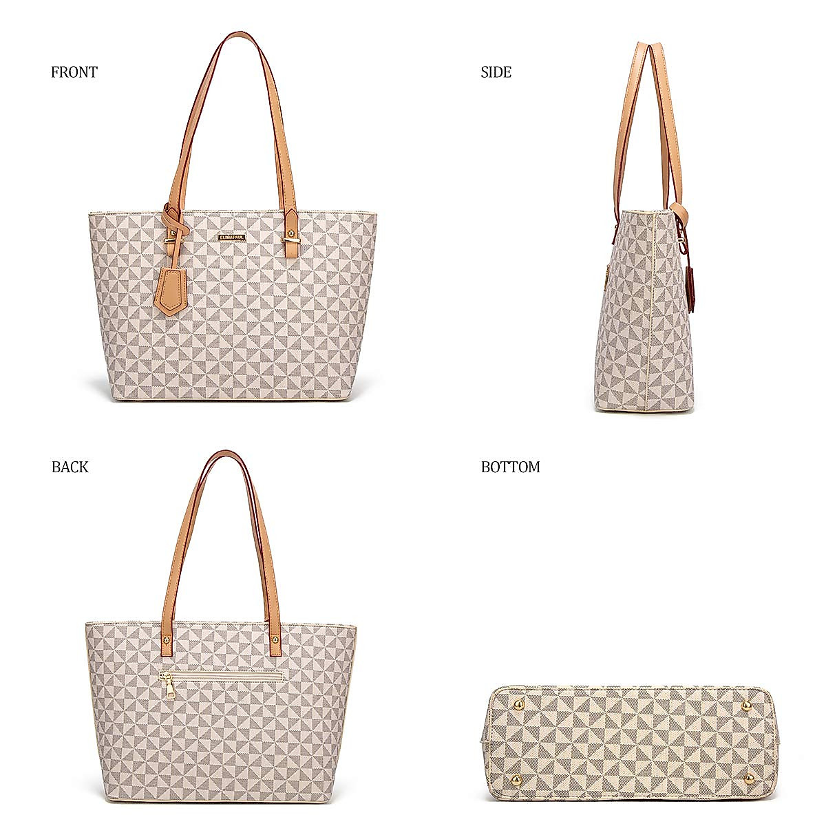 Women Fashion Synthetic Leather Handbags Tote Bag Shoulder Bag Top Handle Satchel Purse Set 4pcs