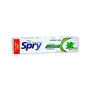 Spry Xylitol Toothpaste, Fluoride-Free, Natural Spearmint, Anti-Plaque and Tartar Control, 5 oz (2 Pack)