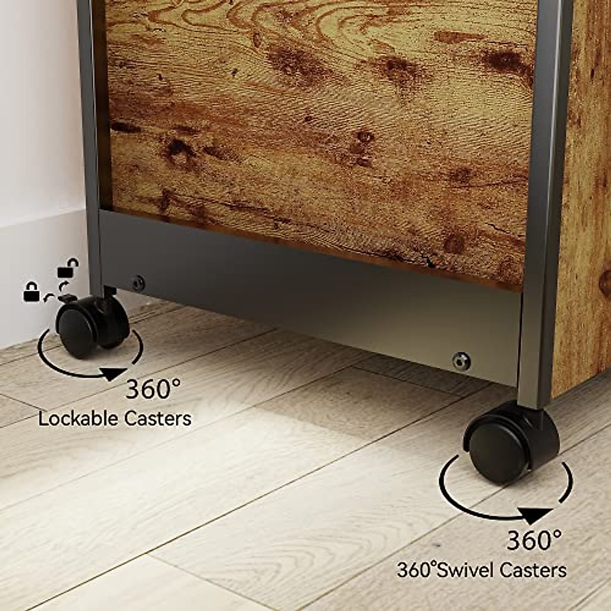 EUREKA ERGONOMIC File Cabinet 2 Drawers, Rolling File Cabinet with Bag for Home Office, Under Desk Rolling File Cabinet, Wood Filing Cabinet, Printer Stand with Storage, Rustic Brown