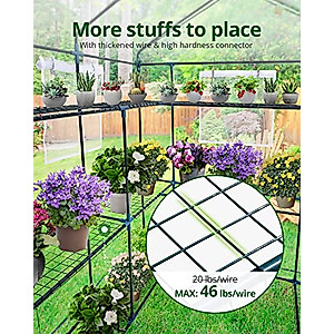KING BIRD Upgraded Walk-in Greenhouse for Outdoors, Thickened PE Cover & Heavy Duty Powder-Coated Steel, w/ Zippered Mesh Door & Screen Windows, 14 Sturdy Shelves for Garden, 4.7 x 4.7 x 6.4 FT, Clear