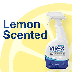 VIREX Diversey CBD540540 All Purpose Disinfectant Cleaner- Kills 99.9% of Germs and Eliminates Odors, Lemon Scent, Ready-to-Use Spray, 32-Ounce (Pack of 4)