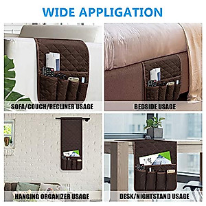 WubbaLubba Sofa Armrest Organizer Non-Slip Arm Chair Bedside Caddy Storage Organizer for Recliner Couch with 5 Pockets for Cell Phone TV Remote Control Magazines(Coffee)