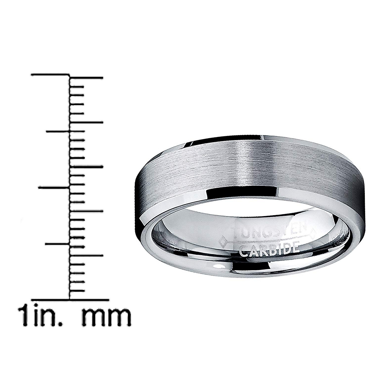 Metal Masters 6MM High Polish/Matte Finish Tungsten Ring, Bands Size 8