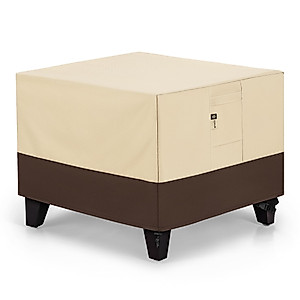 Arcedo Square Outdoor Ottoman Cover, Waterproof Coffee Table Cover, Durable Patio Side Table Cover, Patio Ottoman Cover for Outdoor Furniture, 32”L x 32”W x 18”H, Beige and Brown