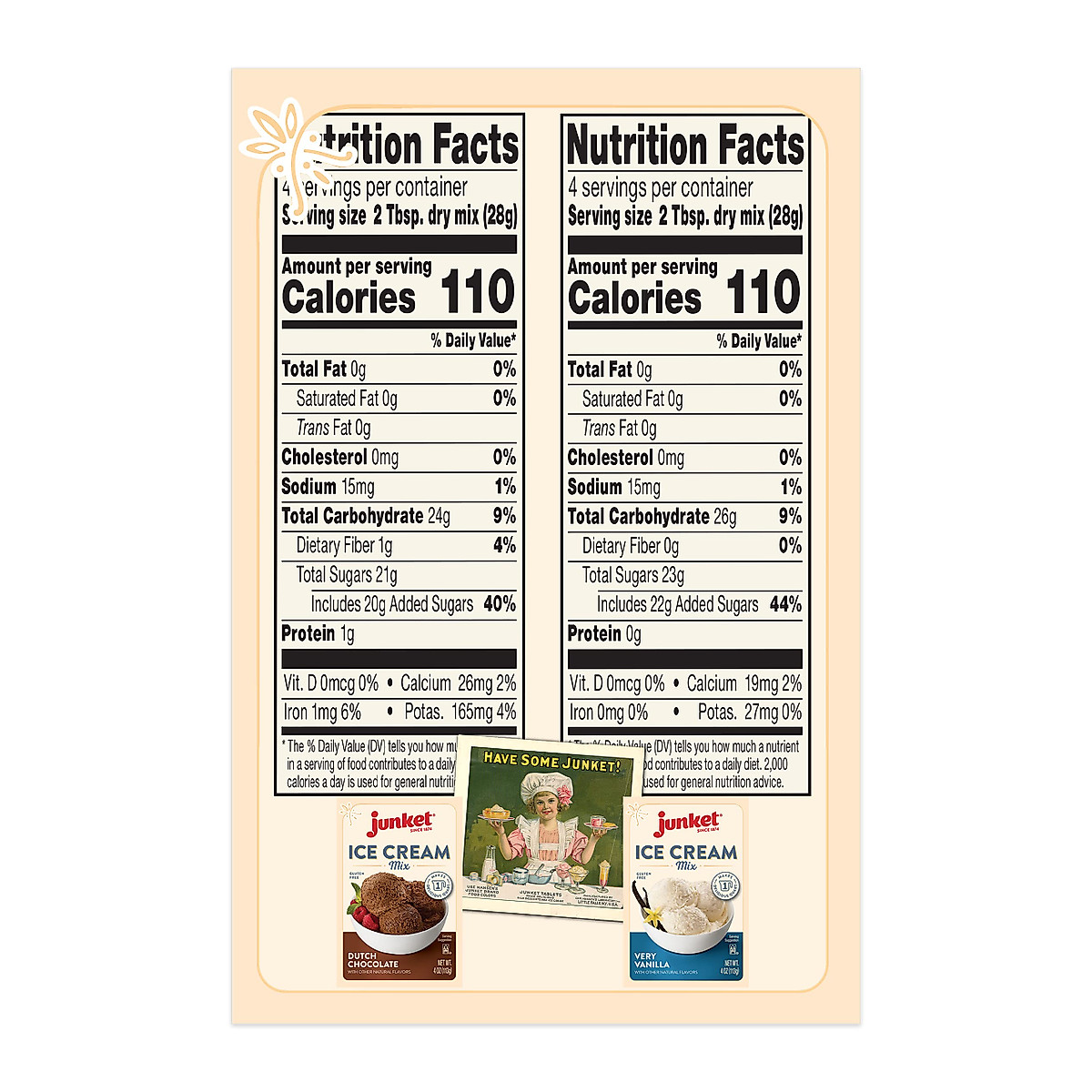 Junket Ice Cream Mix Bundle - 2 Vanilla, 2 Chocolate (4 Total)