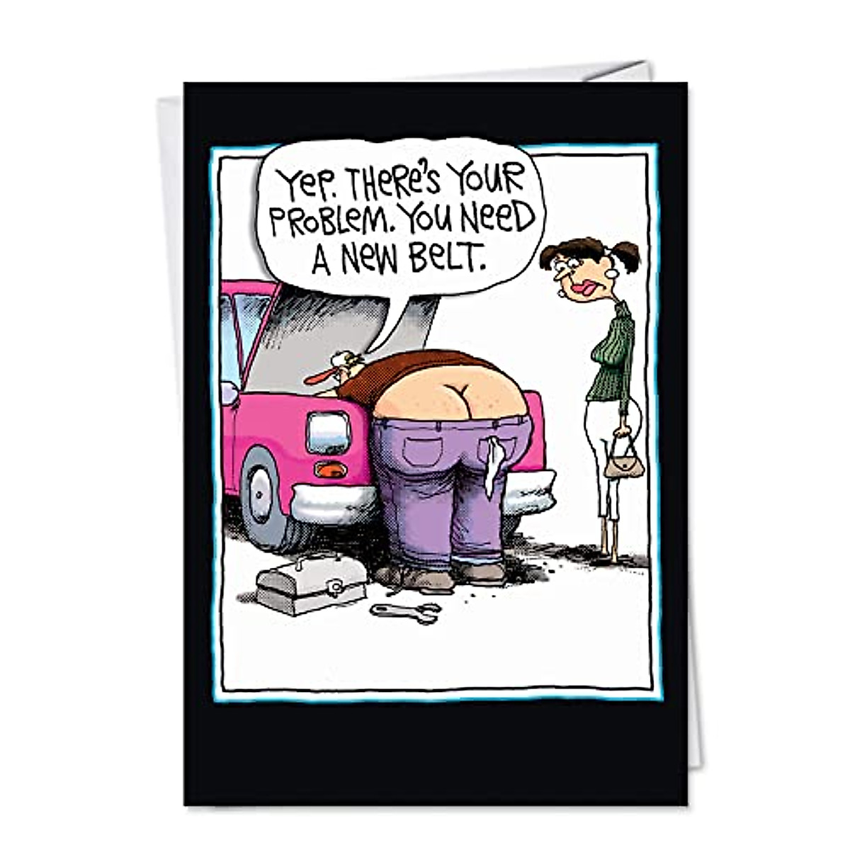 NobleWorks - Funny Birthday Greeting Card with Envelope (4.63 x 6.75 Inch) - New Belt 4323