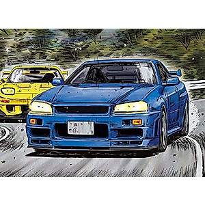 Aoshima 1/24 Scale Initial D Kozo Hoshino Bnr34 Skyline GT-R- Plastic Car Model Building Kit # 57339