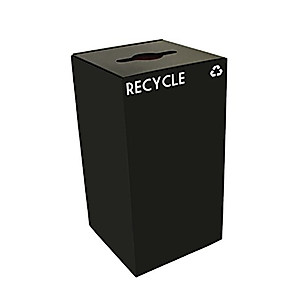 Witt Industries 28GC04-CB GeoCube Recycling Receptacle with Combination Slot/Round Opening, Steel, 28 gal, Charcoal