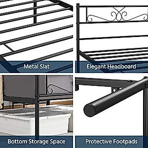 Yaheetech Twin Size Bed Frames/Metal Platform Bed with Headboard and Footboard/No Box Spring Needed/Easy Assembly, Black