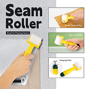 FOSHIO Wallpaper Smoothing Tool Kit, Wallpaper Smoothing Brush, Seam Roller, Paste Brush, Wallpaper Scraper Tool, Wallpaper Tools for Peel and Stick, Contact Paper, Vinyl, Window Film Application Kit
