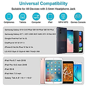 COOYA 3.5mm in-Ear Wired Headphones with Microphones for Samsung A14 A23 S10 A71 5G A51 A52 A12 Magnetic Earbuds Stereo Audio 3.5mm Jack Earphones for iPhone 5 6 Plus iPad 9 OnePlus Nord N300 6 LG MP3