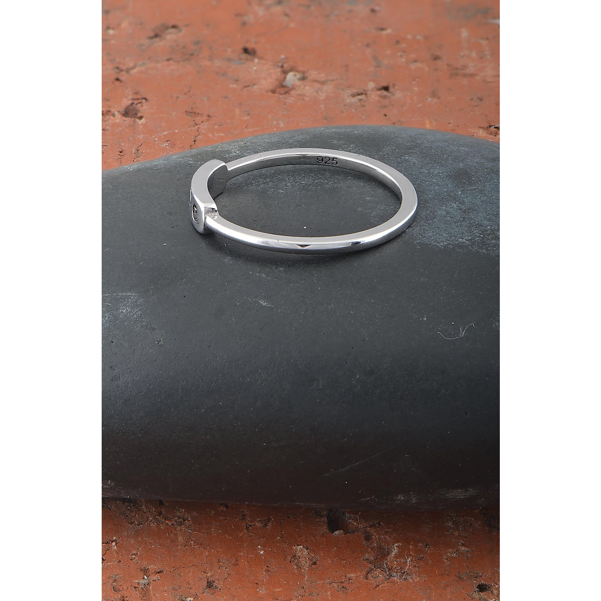 SILVERCLOSEOUT Rhodium Plated Sterling Silver Ladies Stackable Hope Inspiration Ring - Size 5