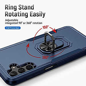 QRemix Designed for Samsung A13 5G Case with Ring and Stand Military Grade Drop Proof 360 Rotation Ring Kickstand Case for Samsung Galaxy A13 5G with Magnetic Compatible with Car Mount (Navy Blue)