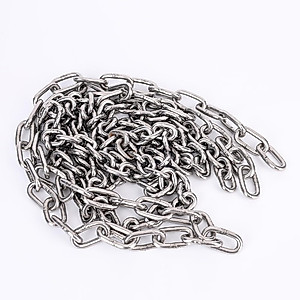 2 Pcs 1m Stainless Steel Safety Chains Heavy Duty Coil Chain Welded Link Security Chain Dog Pulling Chain Fence Gate Garage Door Chain