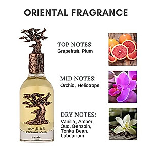 Lattafa Perfumes Eternal Oud Edp - Eau De Parfum 100ml(3.4 Oz) | Grapefruit, Plum, Orchid, Heliotrope, Vanilla, Amber, Oud, Benzoin, Tonka Bean, Labdanum