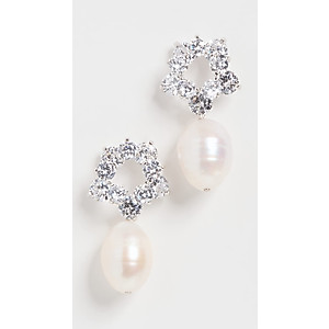 SHASHI Women's Kiara Drop Earrings, White Gold, One Size