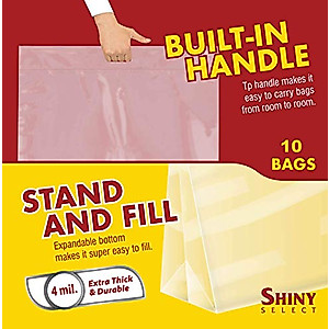 [ 10 COUNT ] Jumbo Zipper Top Storage Bags With Carry Handles - X-Large 8 Gallon Jumbo Size Clear Heavy Duty Super Thick 4 Mil. Plastic - For Moving, Traveling, Storage, Organization & Clothing