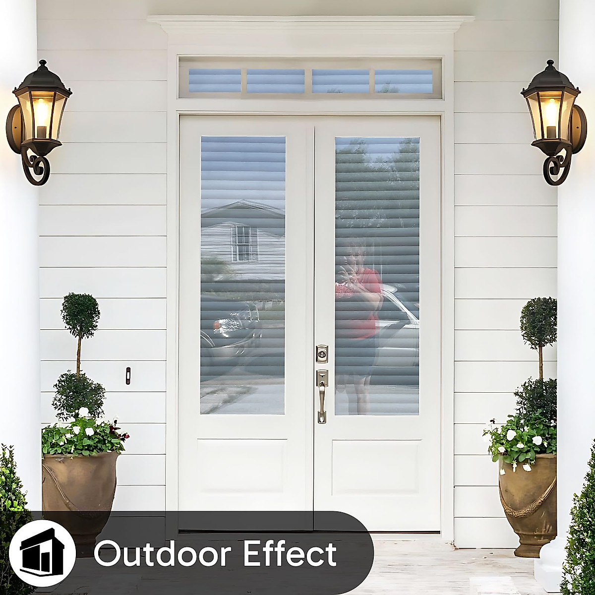 rabbitgoo Window Privacy Film Frosted Glass Film for Bathroom, Non Adhesive Static Cling Removable Window Sticker for Home Office, Anti-UV Opaque Coverings, Blinds Pattern, 17.5 x 78.7 inches