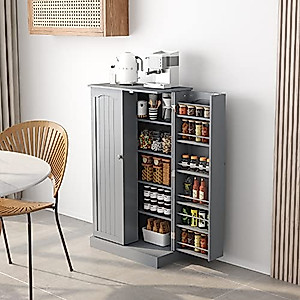 HOMEFORT 41" Kitchen Pantry Cabinet, Storage Cabinet with 6 Adjustable Shelves, Space Saving Cupboard Cabinet for Kitchen Pantry Office