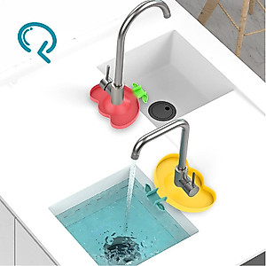 YBB 6 PCS Faucet Sink Splash Guard, Silicone Flower-shaped Kitchen Faucet Drip Catcher Sink Mat Water Draining Pad
