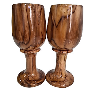 collectiblesBuy Handmade Rustic Dark Brown Wooden Wine Glass Vintage Wood Goblet Drinkware Cup Set of 2