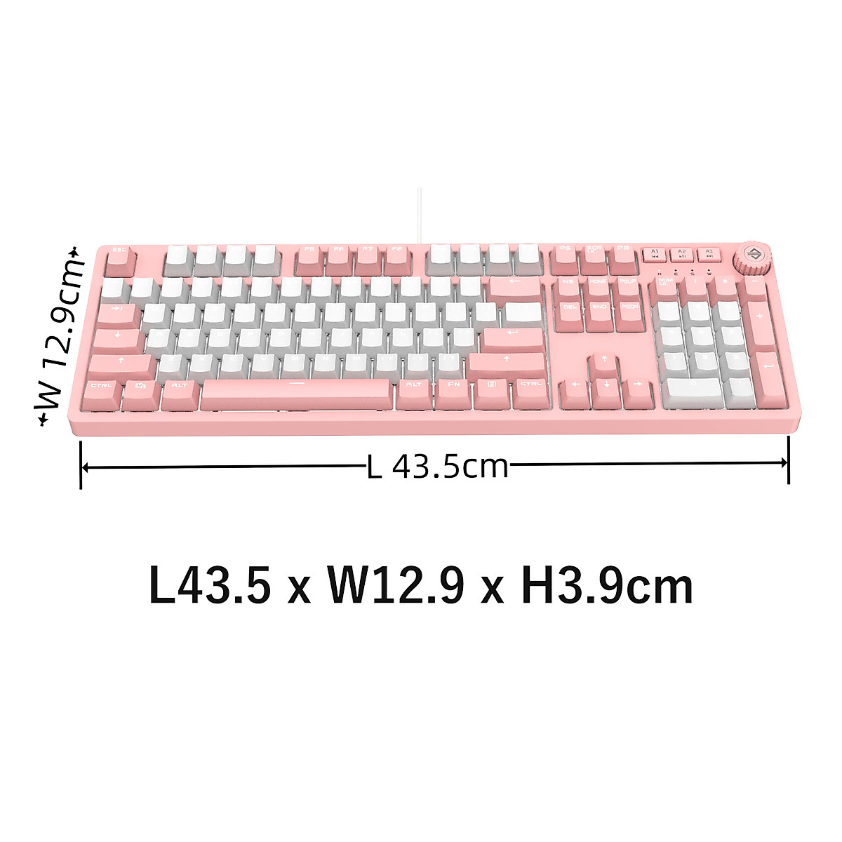 AK515 Wired Mechanical Gaming Keyboard – Brown Switches - PBT Keycaps – Blue-White Matching – White Backlit - Magnetic Suction Panel - Multimedia Keys Roller – for Windows Computer Office Gaming PC