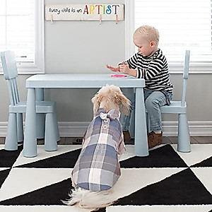 Dog Shirt, Plaid Dog Clothes Boy Girl Outfit with Bow Tie, Casual Cozy Cat Shirt Clothes Tee, Breathable Pet Apparel Polo Puppy T-Shirt, Spring Fashion Coat for Small Medium Dogs, M