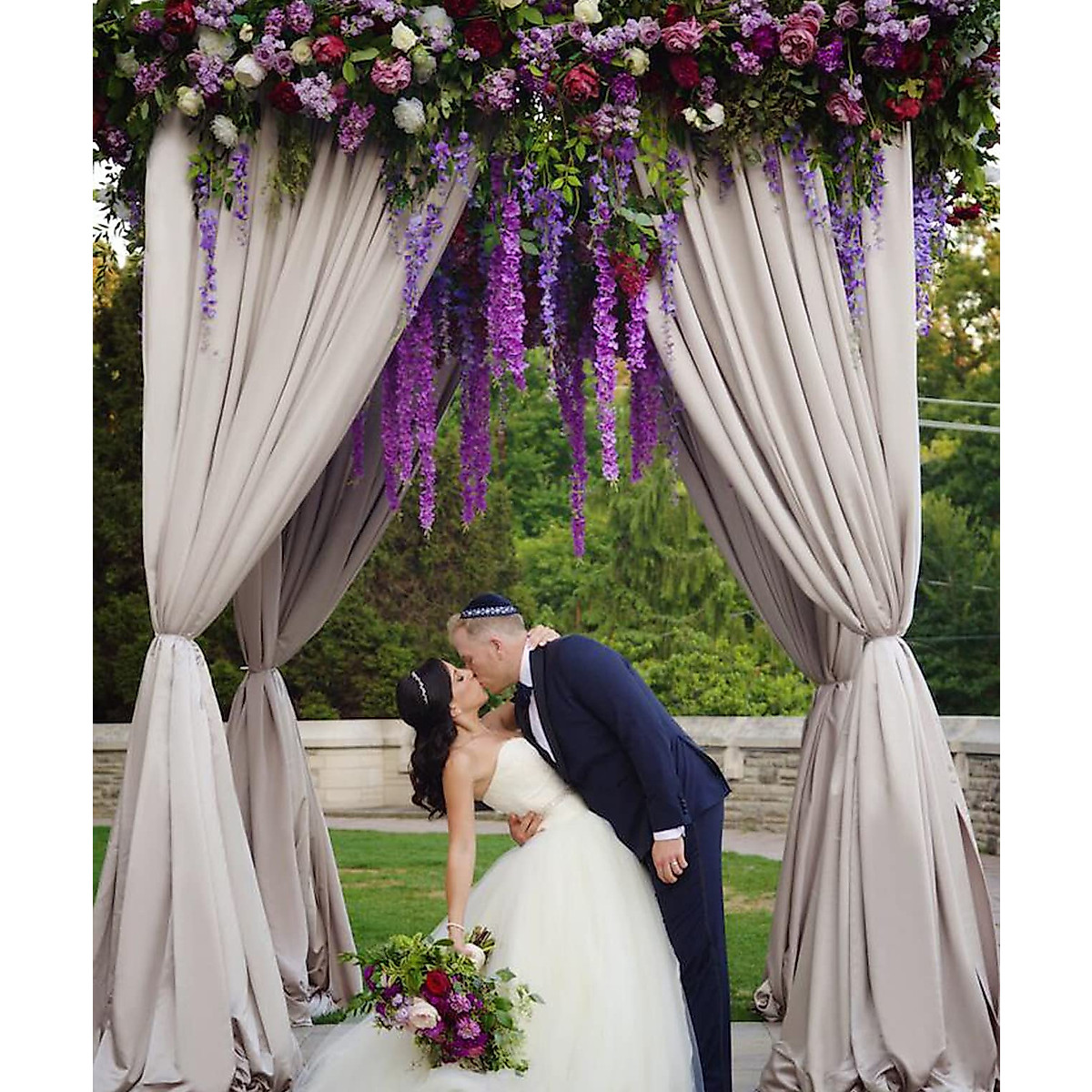 12pcs Artificial Wisteria Flowers 3.6 Feet/Piece Purple Dense Artificial Fake Wisteria Vine Ratta Hanging Garland Silk Flowers String Home Party Wedding Decor（Purple-Dense）