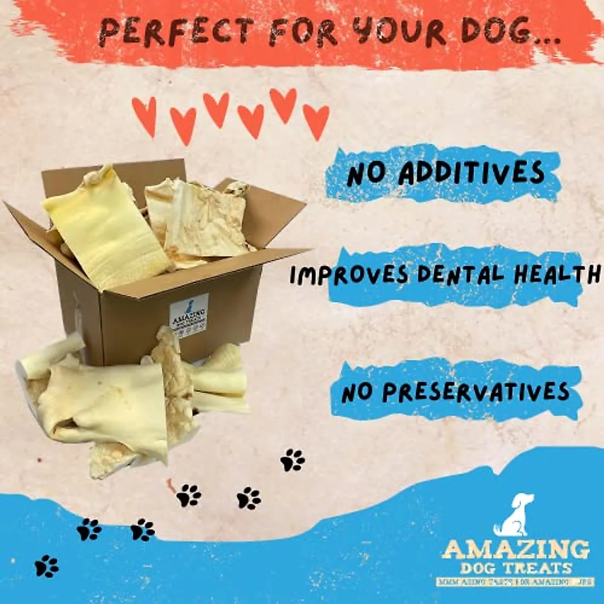 Amazing Dog Treats - Beef Cheek Monster Strips (2 Pcs) - NO Odor - Thick Cut - Rawhide Alternative - Beef Cheek Slice Chip Sticks - No Dyes, Chemicals, or Preservatives