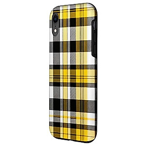 iPhone XR Yellow Black Tartan Plaid Pattern 80s Design Case